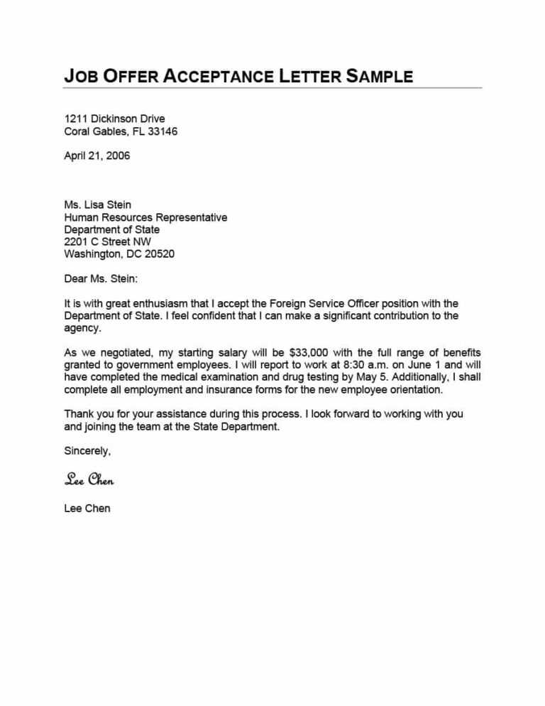 40 Professional Job Offer Acceptance Letter Email Within Modified