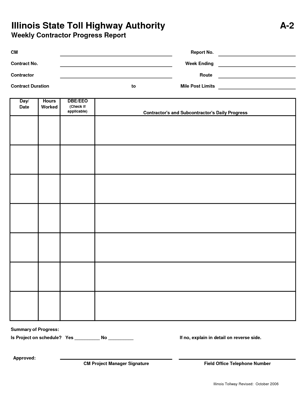 Job Progress Report Template