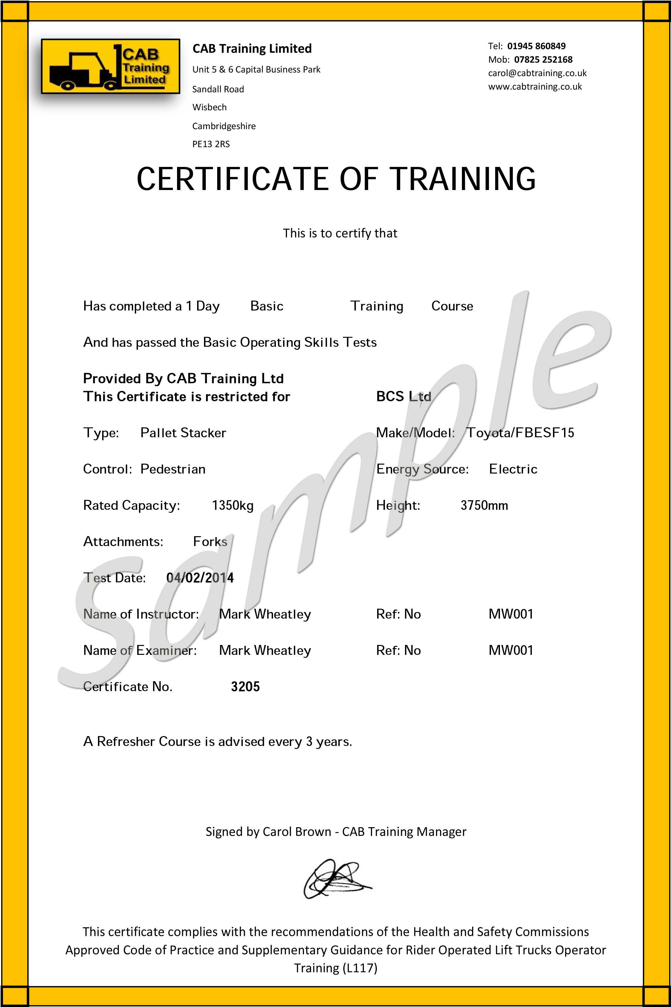 Forklift Certification Template CUMED ORG