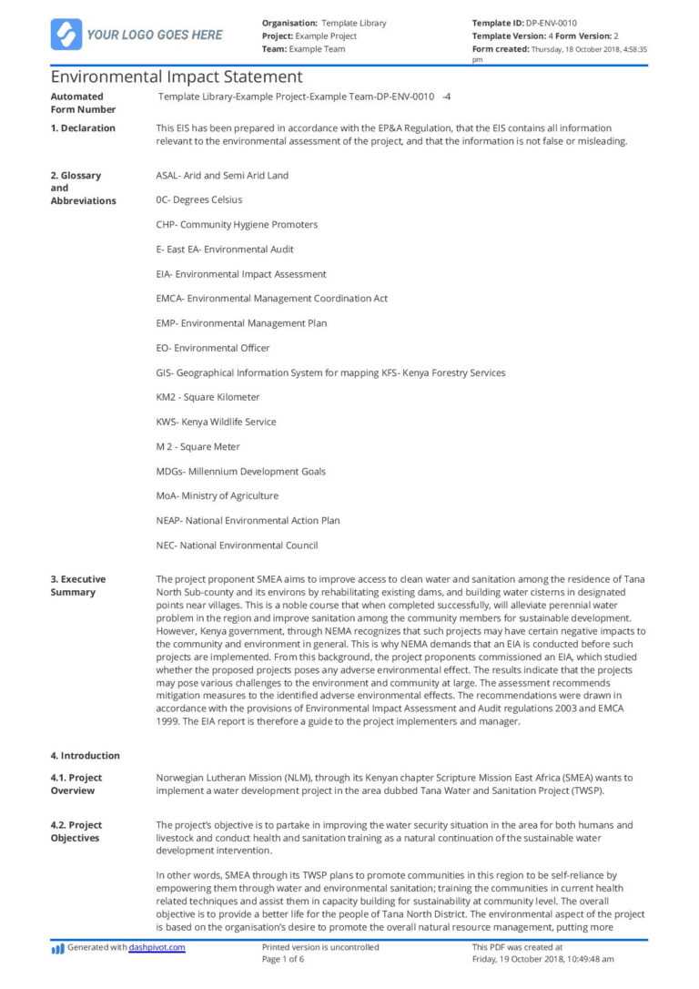 Environmental Impact Report Template CUMED ORG environmental-impact-report-template-cumed-org