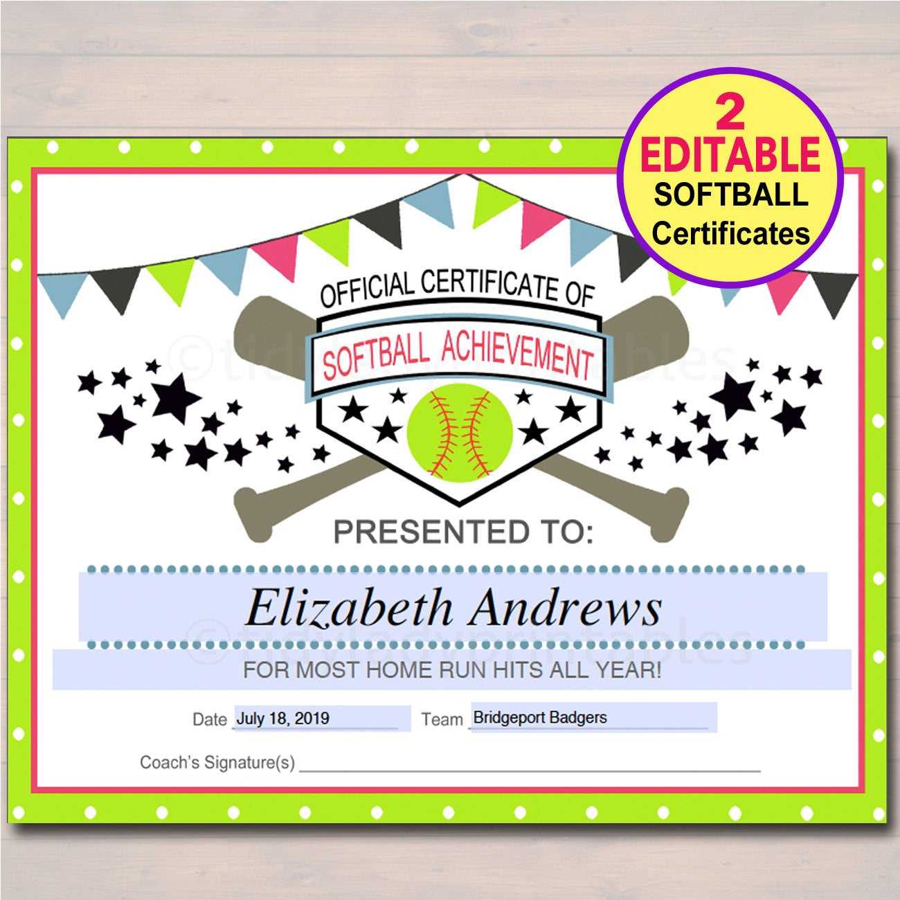 Free Softball Award Certificate Templates For Softball Certificate