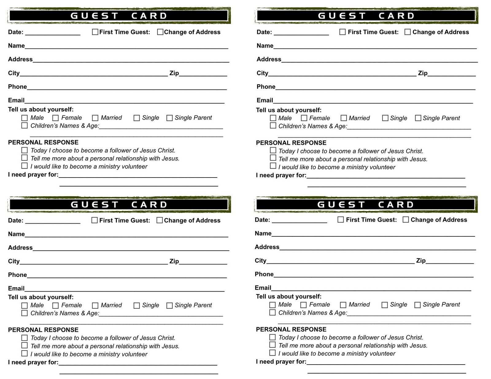 Pin On Work Inside Church Visitor Card Template CUMED ORG