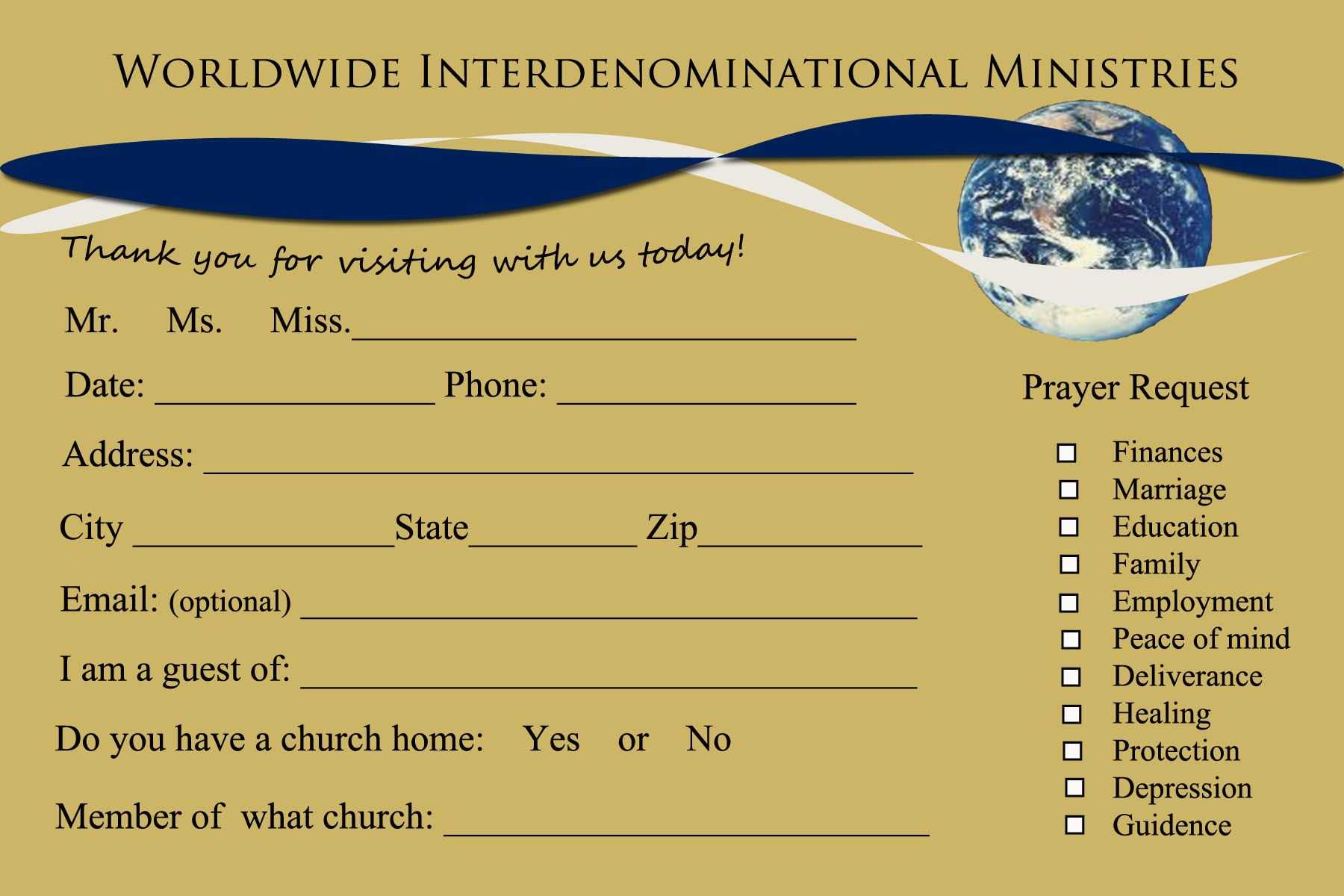 Church Visitor Card Template CUMED ORG