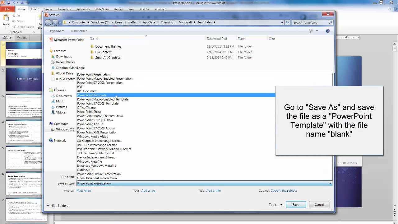 Set A Powerpoint Presentation As The Default Template Within Powerpoint