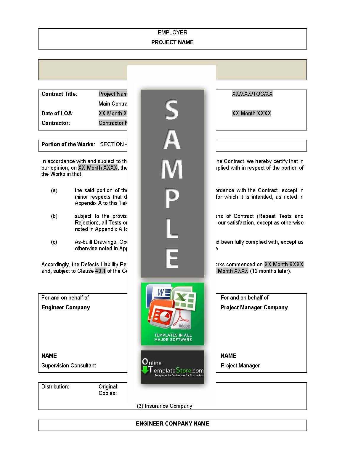 Handover Certificate